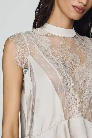 Anthropologie Harmony Sheer Lace Peplum Blouse