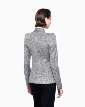 Giorgio Armani Single-breasted Striped Jacquard Viscose Jersey Jacket