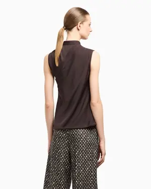 Giorgio Armani Draped Top In Triple Silk Georgette - Brown