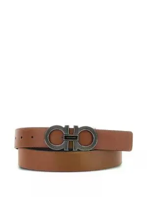 FERRAGAMO Gancini Buckle Leather Belt - Black