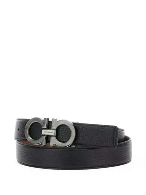 FERRAGAMO Gancini Buckle Leather Belt - Black