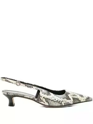 AeydĒ 40mm Snakeskin Slingback Pumps - Neutrals