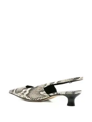 AeydĒ 40mm Snakeskin Slingback Pumps - Neutrals