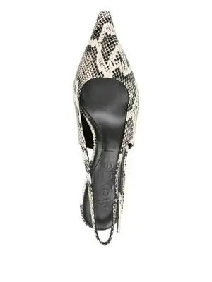 AeydĒ 40mm Snakeskin Slingback Pumps - Neutrals