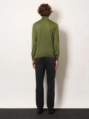 Saint Laurent Cashmere, Wool, And Silk Turtleneck Sweater - Green