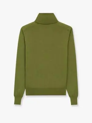 Saint Laurent Cashmere, Wool, And Silk Turtleneck Sweater - Green