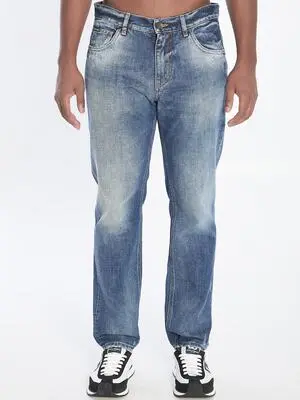 Dolce & Gabbana Denim Pants With Logo Plaque