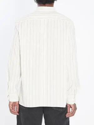 Saint Laurent Cassandre Shirt In Striped Cotton