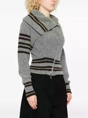 Attico Striped Zip-front Cardigan