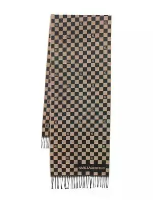 Karl Lagerfeld Check-pattern Fringed Scarf - Brown