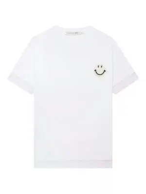 Joshua Sanders Lace-trimmed Smiley-face T-shirt - White
