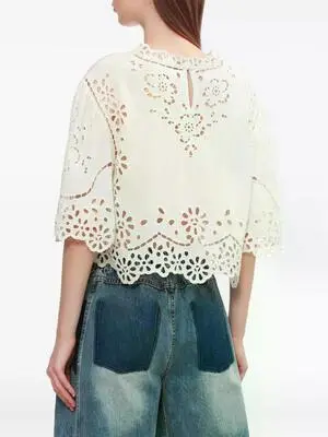 Sea Embroidered Bell-sleeve Top