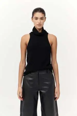 ST. AGNI Cashmere Blend Knit Top - Black