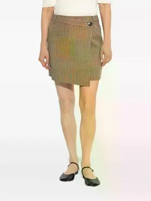 GESTUZ Checked Wrap Skirt