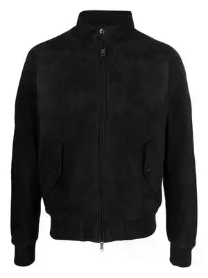 BARACUTA Suede Zip-front Jacket - Black