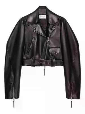 Givenchy Cropped Leather Jacket - Black