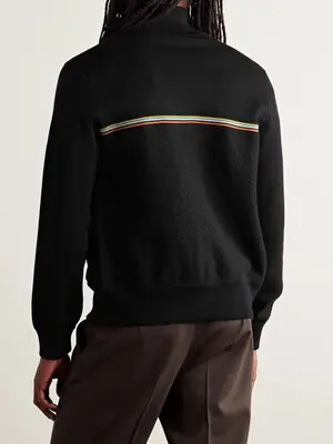 Paul Smith Stripe-trimmed Wool Zip-up Cardigan