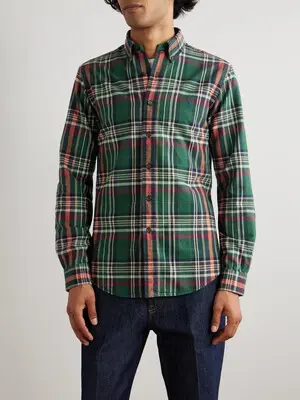 Polo Ralph Lauren Button-down Collar Checked Cotton Oxford Shirt - Green