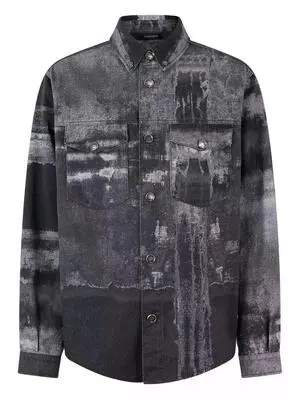 Roberto Cavalli Abstract-print Denim Shirt