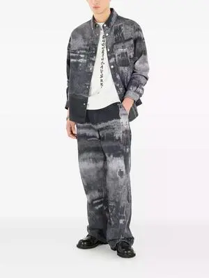 Roberto Cavalli Abstract-print Denim Shirt