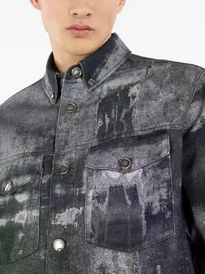 Roberto Cavalli Abstract-print Denim Shirt