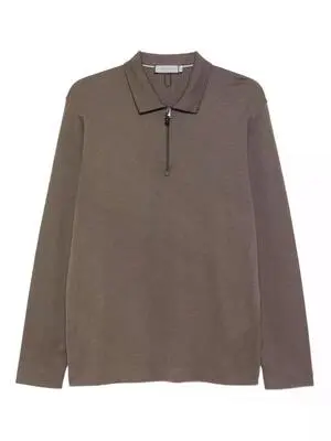 Canali Zip-neck Long-sleeve Top - Brown