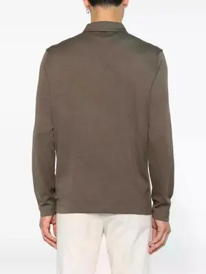 Canali Zip-neck Long-sleeve Top - Brown