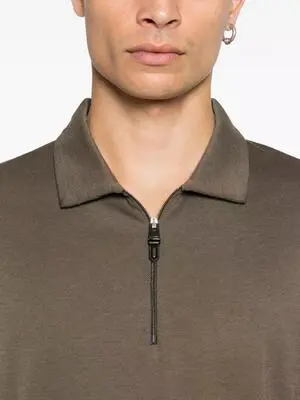 Canali Zip-neck Long-sleeve Top - Brown