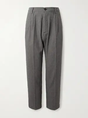 Massimo Alba Stan Straight-leg Pleated Houndstooth Trousers - Gray