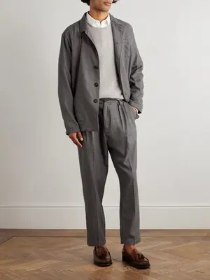 Massimo Alba Stan Straight-leg Pleated Houndstooth Trousers - Gray