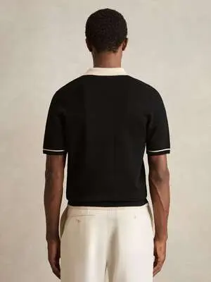 REISS Baxter Compact-knit Tipped Zip-through Shirt