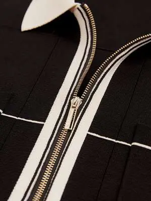 REISS Baxter Compact-knit Tipped Zip-through Shirt