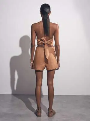 REISS Linen Halterneck Playsuit