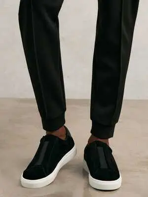 REISS Suede Slip-on Trainers - Black