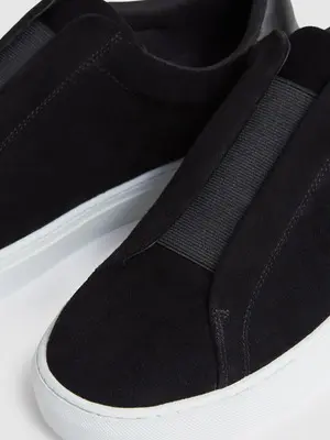 REISS Suede Slip-on Trainers - Black