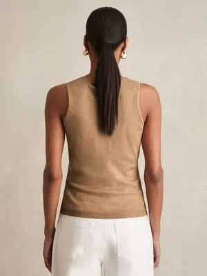 REISS Metallic-knit Twist-neckline Vest