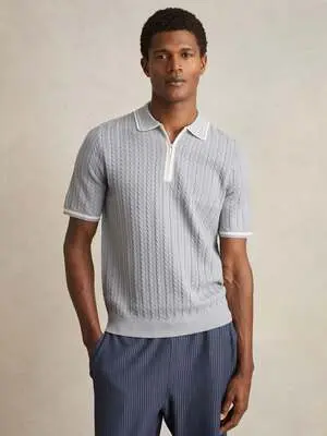 REISS Jarvis Micro-cable Half-zip Polo Shirt