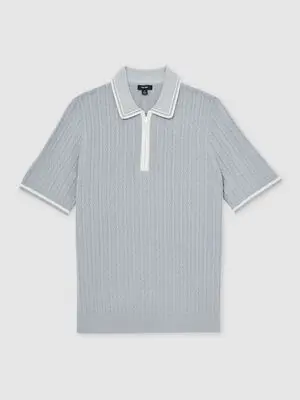 REISS Jarvis Micro-cable Half-zip Polo Shirt
