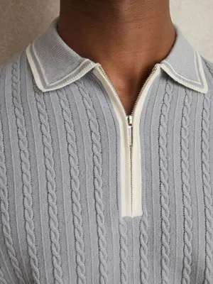 REISS Jarvis Micro-cable Half-zip Polo Shirt