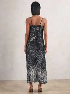 REISS Lornie Printed Maxi Slip Dress