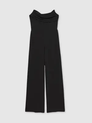 REISS Ayla Structured Strapless Wide-leg Jumpsuit - Black