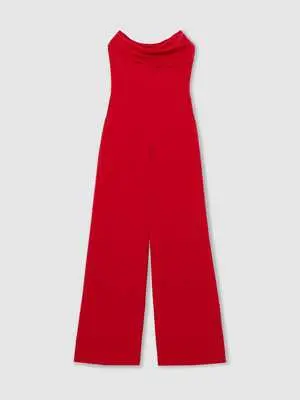REISS Ayla Structured Strapless Wide-leg Jumpsuit