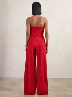 REISS Ayla Structured Strapless Wide-leg Jumpsuit