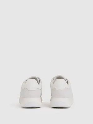 REISS Emmett Bonded Leather And Suede Trainers - White
