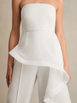 REISS Rhiannon Silk Ruffle Bandeau Wide-leg Jumpsuit