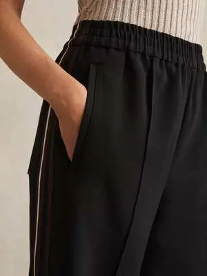 REISS Side-stripe Tapered Trousers - Black