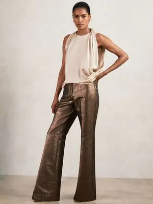 REISS Tayah Silk Draped Top