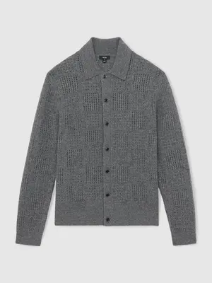 REISS Lisbon 100% Wool Button-through Collared Cardigan