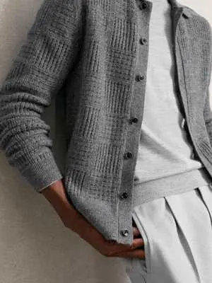 REISS Lisbon 100% Wool Button-through Collared Cardigan
