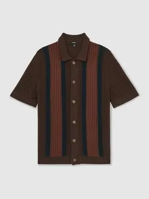 REISS Bradley Cotton Textured-knit Stripe Shirt